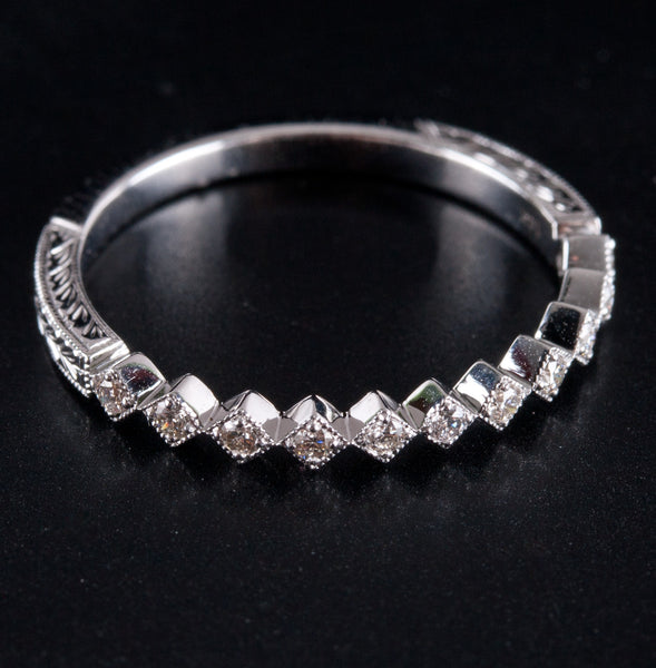 14k White Gold Round H SI1 Diamond Wedding Band Ring .13ctw 1.80g ...