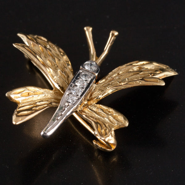 Tiffany & Co. 18k Yellow Gold Platinum Diamond Butterfly Brooch W/ Pou ...
